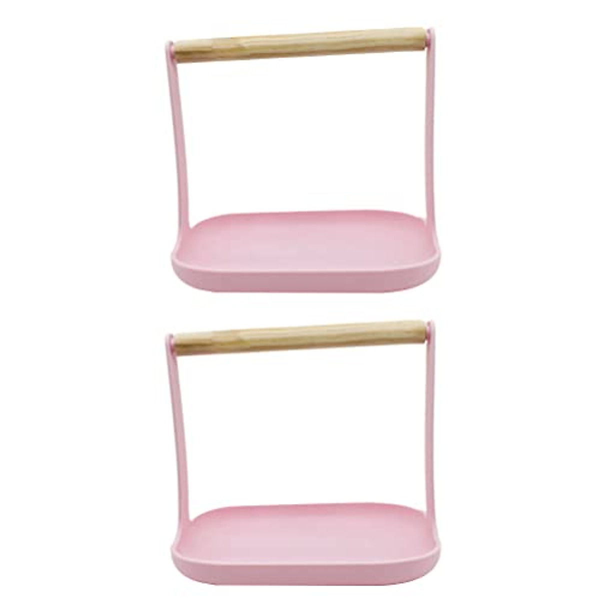 LUOZZY 2Pcs Bird Training Stand Wooden Bird Stand Toys Tabletop Bird Perch Shelf Training Playground for Parakeets Conures Lovebirds Cockatiels, Pink