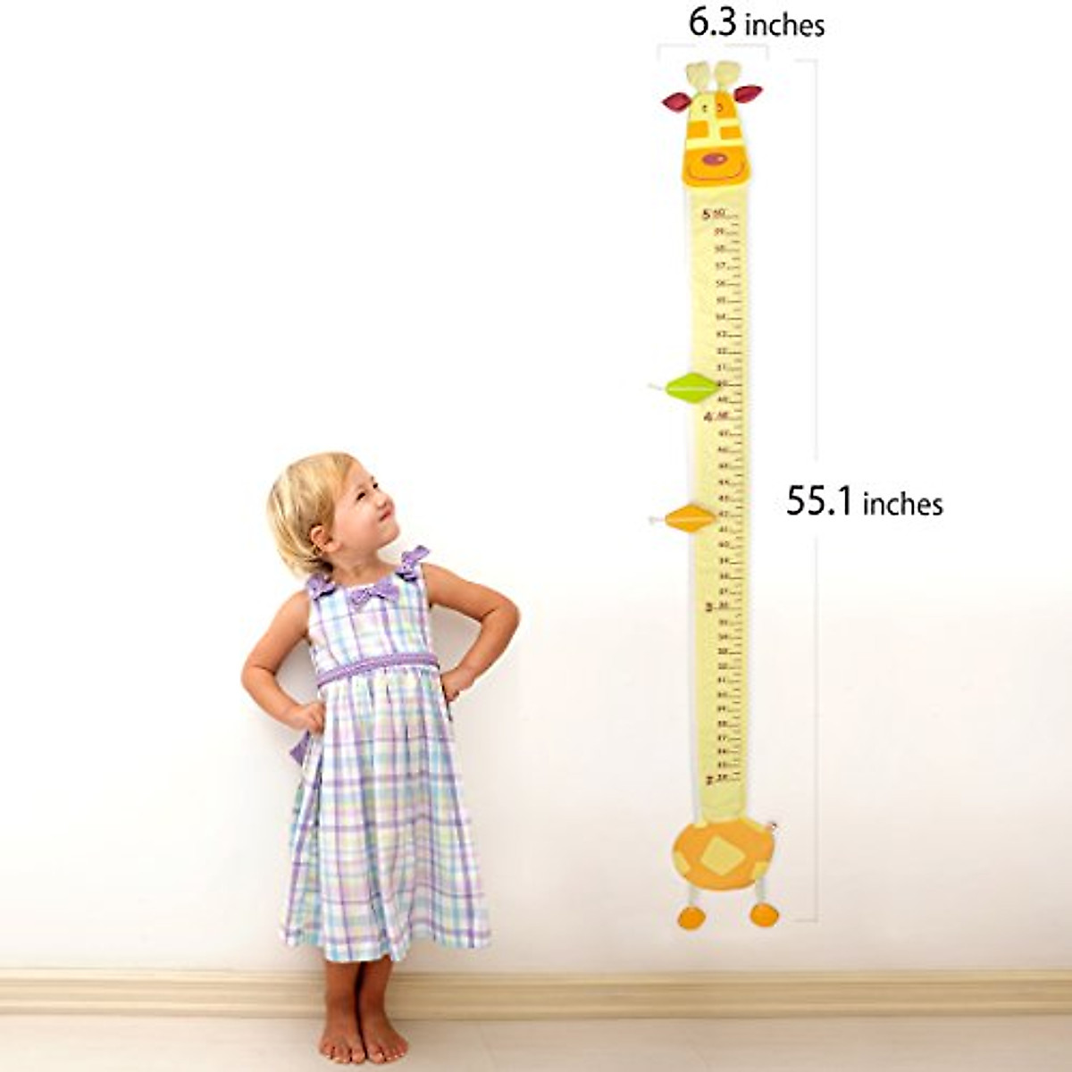 I'm Wood and Fabric Wall Growth Chart, Height Measurement, Scale, Ruler for Kids (Cow)