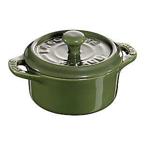 STAUB Ceramics Mini Round Cocotte Set, 3-piece, Basil