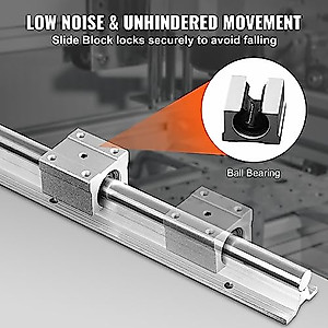VEVOR Linear Rail Slide SBR20-800mm 2 PCS and 4 PCS SBR20UU Slide Blocks Linear Guide Rail and Bearings Kit for Automated Machines DIY Project CNC Router Machines