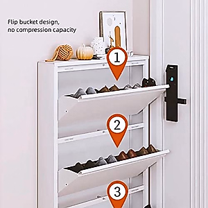 Aeumruch Wall Mounted Shoe Cabinet Flip Drawer Shoe Cabinet Narrow Shoe Cabinet White