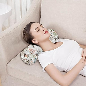 xigua Leaf Bird Neck Roll Pillow for Neck Relief with Removable Washable Cover - Memory Foam Round Cylinder Bolster, Ergonomically Designed for Head, Neck, Back, and Legs