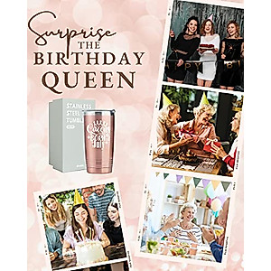 Onebttl Happy Birthday Tumbler for Women, Funny Birthday Gifts for Her, Girlfriend, Friends, Wife, Mom, Daughter, Sister, 20 oz Stainless Steel Cup with Lid, Rose Gold, Queens are Born in July