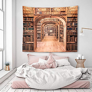 Library Bookshelf Tapestry Books Bookcase Wall Hanging Decor Indian Mandala Bohemian Hippie Trippy Large Tapestry for Bedroom Living Room Dorm(80x60 Inch)