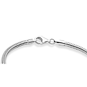 Miabella Solid 925 Sterling Silver Italian 3mm Snake Chain Bracelet for Women Men, Charm Bracelet, Made in Italy (Length 7.5 Inches)