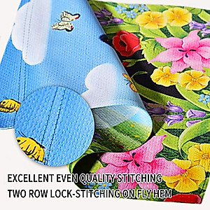 LAYOER Home Garden Flag 12.5 x 18 inch Grass Pastoral Cat & Flower Net Bag Catching Butterflies