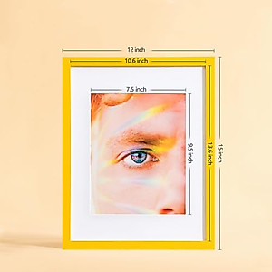 eletecpro 11x14 Picture Frame Made of Solid Wood and HD Glass Colourful Frame Display 8x10 Photo with Mat or 11x14 without Mat Home Decor for Wall and Tabletop Yellow 1 Pack