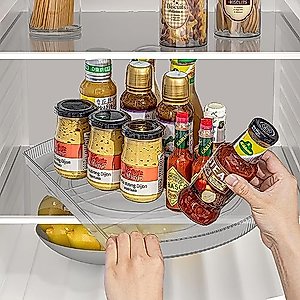 Lazy Susan Storage Turntable for Refrigerator, 16.5'' Transparent Swivel Fridge Lazy Susan Turntable Organizer, Lazy Susan Turntable for Fridge, Pantry, Cabinet, Dining Table, Kitchen (Clear)