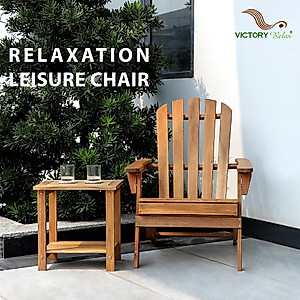 VICTORY RELAX Collapsible Adirondack Chair, 440 LBS Ergonomic Wooden Patio Armchairs with Waterproof and UV Protection Coating, Recliner Chair for Deck, Lawn, Backyard, Garden, Poolside, Fire Pit