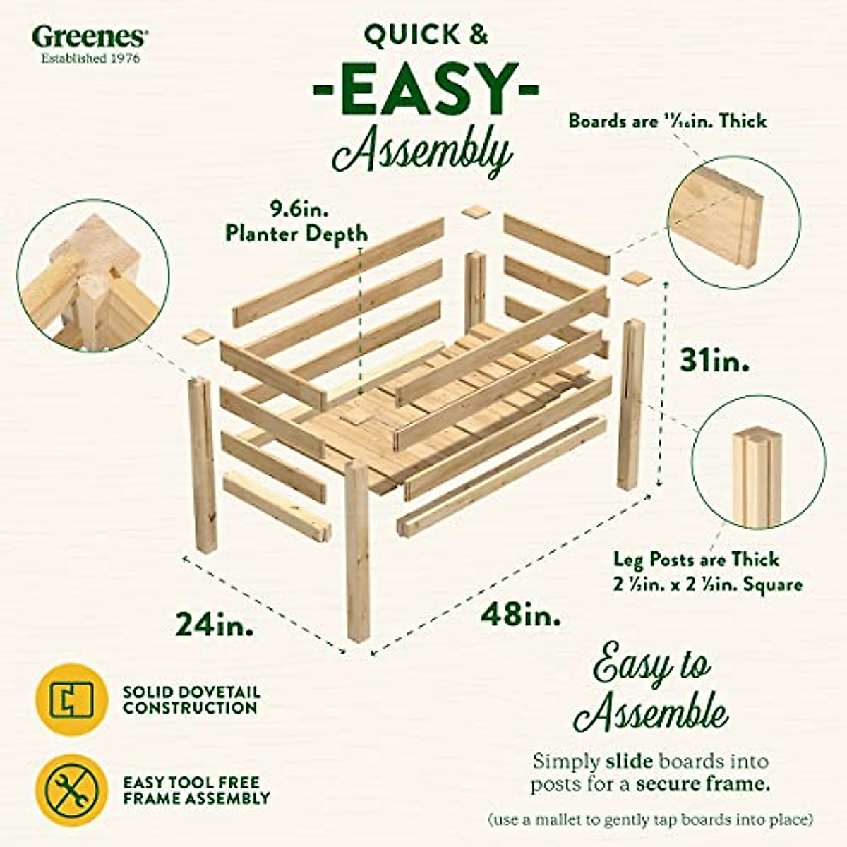Greenes Fence RCEV2448 Fence Elevated Garden Bed, 48" L x 24" W x 31", Cedar