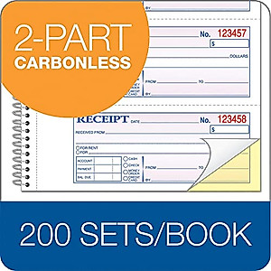 Adams(R) Carbonless 2-Part Spiral Money/Rent Receipt Book, 7 5/8in. x 11in., Book of 200 Sets, SC1182