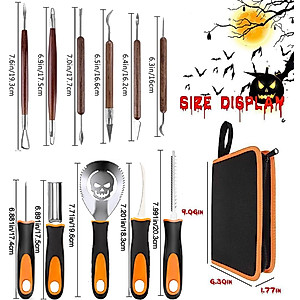 EIKEJI Pumpkin Carving Kit with Stencils, 11 Pcs Professional Carving Tools with 10 Pumpkin Carving Stencils, Heavy Duty Stainless Steel Pumpkin Carving Set for Halloween Decoration Jack-O-Lanterns