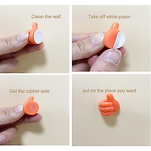 LBKKC 24 pcs Self Adhesive Thumb Hooks, Silicone Wall Decoration Hook with Night Light, Multifunctional Key Hook Home Office Thumbs Up Cord Holder for Desk, Data Cable Clip Wire Desk Organizer