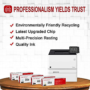 4 Pack 055H BK/C/M/Y Toner Cartridge: Compatible CRG-055H Replacement for Canon i-SENSYS LBP660 MF740 Series ImageClass LBP660C LBP664Cdw LBP664Cx MF741Cdw MF742Cdw MF740 MF746Cdw Series Printer