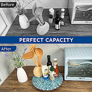 CLAYNIX Lazy Susan for Table Mother of Pearl Turntable Organizer, Wood Round Spinning Tray Rotating for Kitchen, Cabinet, Counter Spice Pantry (D 12.5 in)