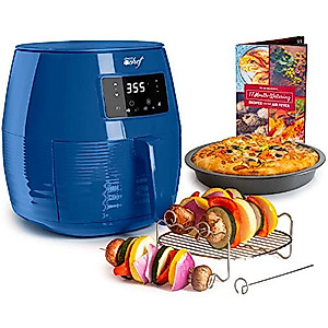 Deco Chef 5.8QT (19.3 Cup) Digital Electric Air Fryer with Accessories and Cookbook- Air Frying, Roasting, Baking, Crisping, and Reheating for Healthier and Faster Cooking (Blue)