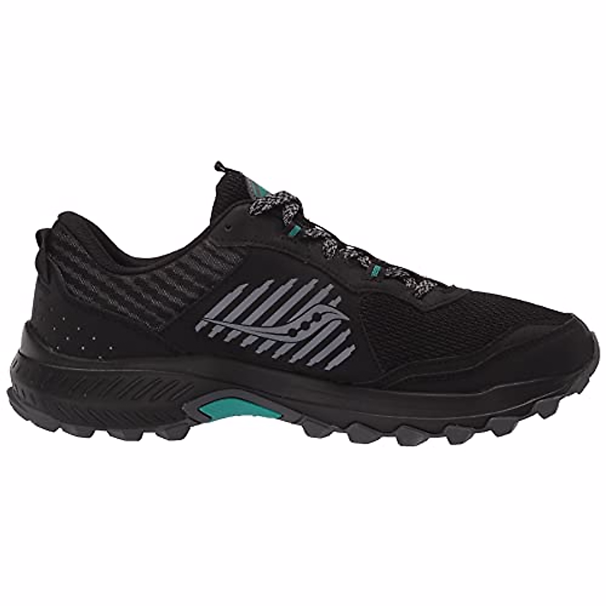 Saucony Women's Excursion TR15 Trail Running Shoe, Black/Jade, 8.5 Wide