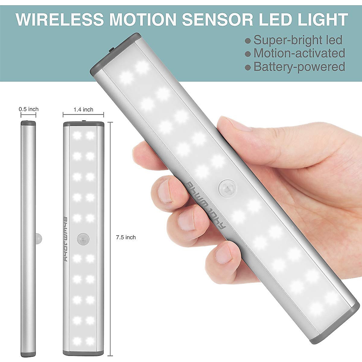 Led Cabinet Lights,Motion Activated 20-LED Wireless Motion Sensor Closet Lights,Rechargeable USB,Battery Powered,Safe,Portable, Magnetic,Easy to Install,for Closet/Cabinet/Wardrobe/Kitchen(2Pack)