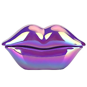 CHENJIEUS Lips Landline Telephone, Purple Lips Telephone Electroplate Desktop Landline Phone, Cute Lip Shape Telephone for Home Office,Lips Phone