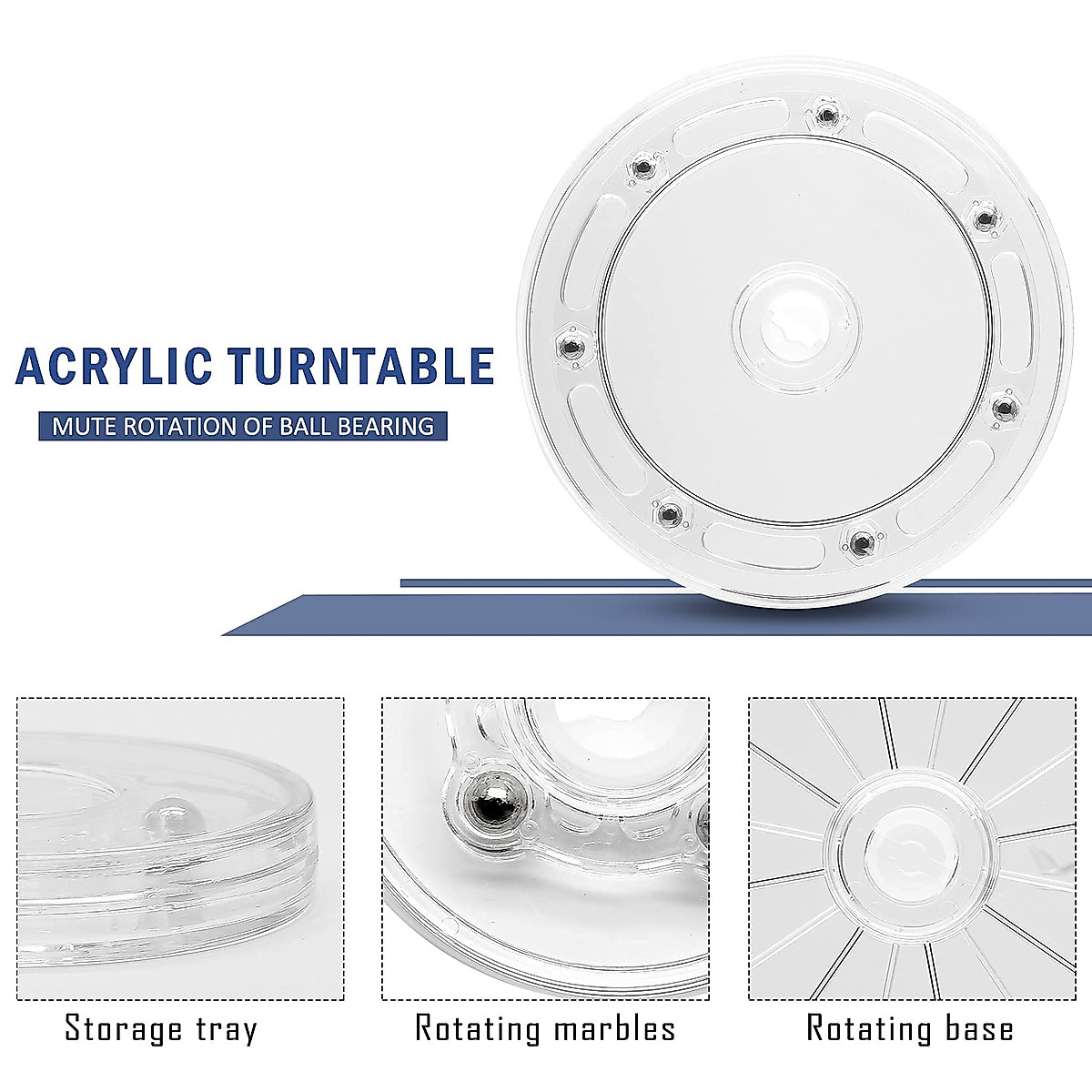 Zorveiio 6 Inch Acrylic Turntable Organizer, Clear 360 Degree Rotation Round Turntable for Kitchen Pantry Table Countertop Cabinet Decorating
