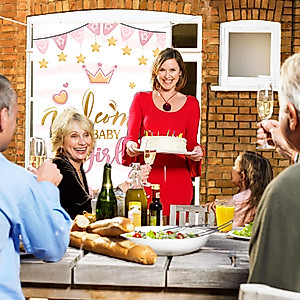 INNORU Welcome Baby Girl Door Banner Decor, Gender Reveal Party Decor, Baby Shower, Girl Theme Birthday Party Photo Booth Backdrop Background Supplies