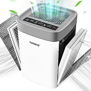 Nuwave Air Purifiers for Home Large Room Up to 1130 Sq Ft, Portable Air Purifier with H13 True HEPA & Carbon Filter for Allergies Pet Dander Smoke Dust, 18dB Quiet for Bedroom, Energy Star Certified