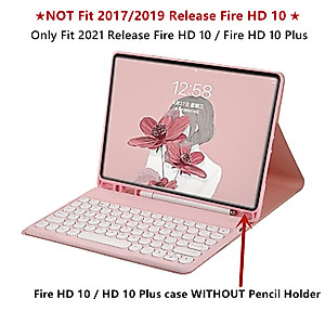 HENGHUI Keyboard Case for Fire HD 10 Plus/HD 10 (Only for 11th Generation, 2021 Release) Cute Round Key Color Keyboard Wireless Detachable BT Keyboard Cover (MintGreen)