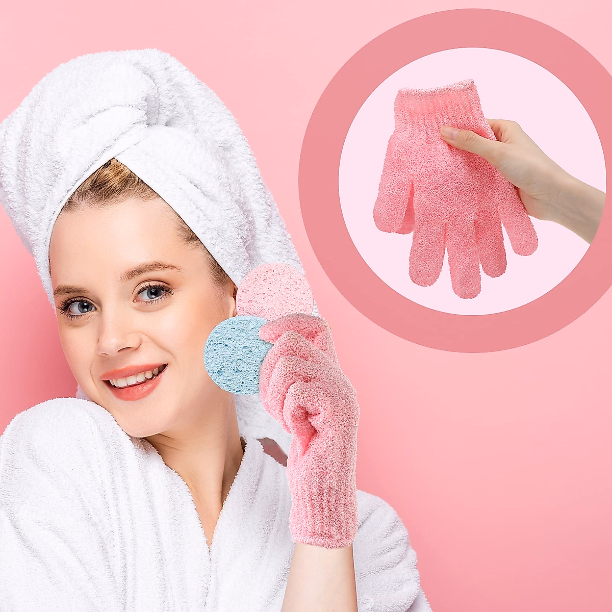Tegeme 100 Pcs Exfoliating Gloves Double Sided Exfoliating Bath Gloves Nylon Colorful Shower Gloves for Men Women Beauty Spa Massage Shower Deep Clean Body Skin Scrubber Bathing Accessories,13 Colors