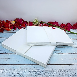 Deckle Papers Thick 300gsm Invitation Card Stock Made of Handmade Cotton Paper -Pack of 20 & 50 Eco Friendly Rags Paper, Wedding, Baby Shower Invitation Cards, Ivory White (5x7")