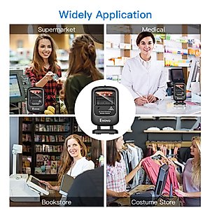 Eyoyo 1D 2D Desktop Barcode Scanner, Omnidirectional Hands-Free USB Wired Barcode Reader, Capture Barcodes from Mobile Phone Screen, Automatic Image Sensing for Supermarket Library Retail Store