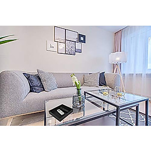 HofferRuffer Faux Leather Vanity Tray, Elegant Desktop Storage Organizer, Decorative Catchall Perfume Tray, Bathroom Valet Tray, Nightstand or Dresser Organizer, Black, 10.2 x 8.4 x 1.8 inches