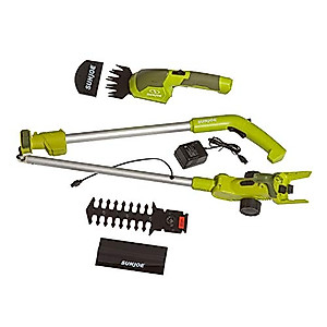 Sun Joe HJ605CC Cordless 2-in-1 Grass Shear + Hedge Trimmer w/Extension Pole, Green