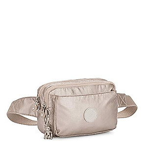 Kipling Women’s Abanu Crossbody Bag, Lightweight, Adjustable Nylon Waist Pack with Multi-Compartment Zip Pockets, Metallic Glow, One Size