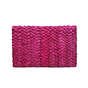 Seamido Straw Clutch Purses for Women Corn Straw Woven Bags Beach Handbags(Rose Red)