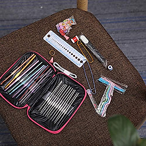 KOKNIT Crochet Hooks Set with Storage Case, Soft Grip Ergonomic Crochet Needles, Smooth Coloured Aluminum Yarn Crochet Hooks Crochet Kit with Crochet Tools Supplies and Accessories (Beginners)