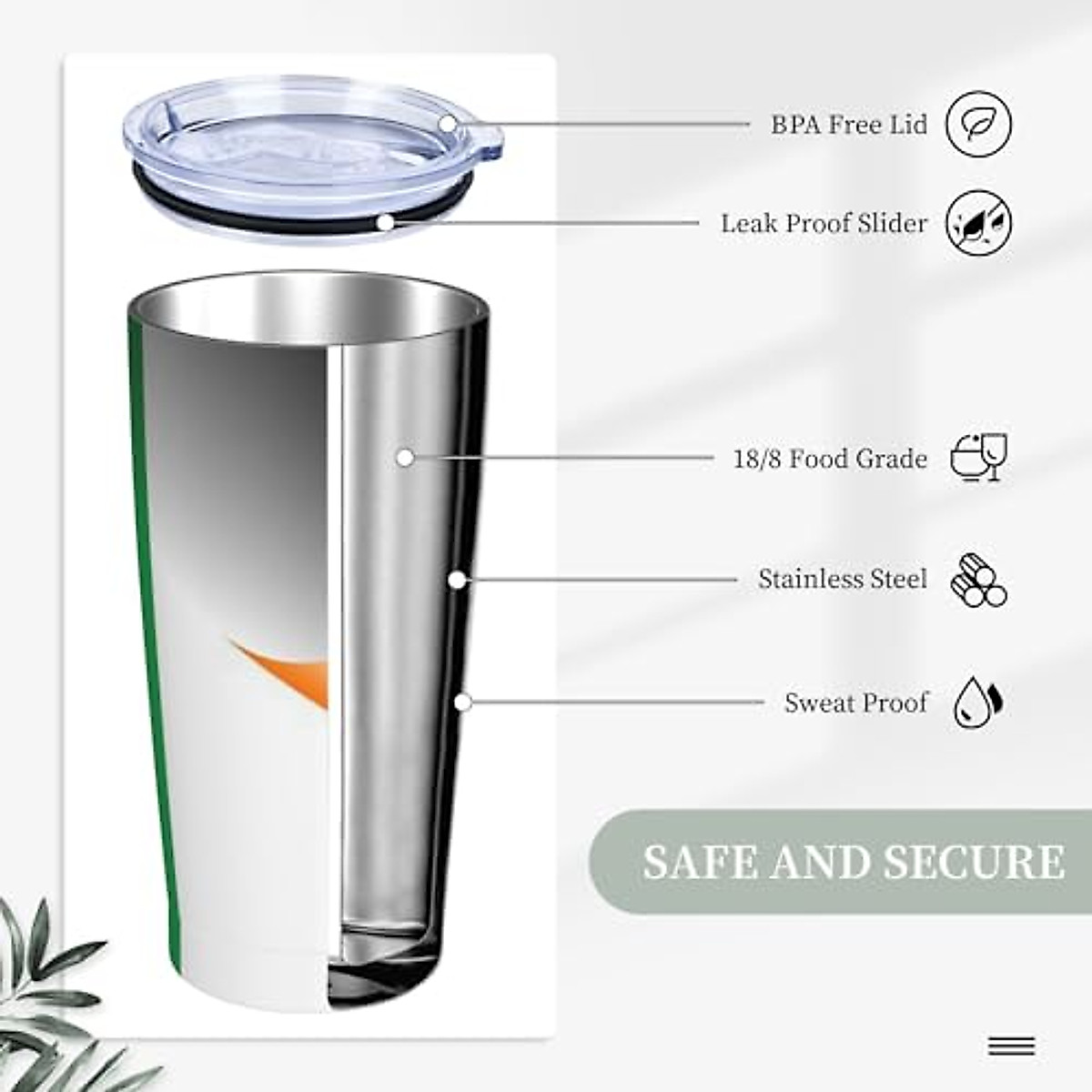 VKKOEWL Ireland Flag LGBTQ Pride Rainbow Stainless Steel Insulated Tumbler 20 Oz Travel Water Bottle Coffee Mug Drink Cup With Lid Straw