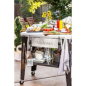Cuisinart CPT-194 Outdoor Stainless Steel Grill Prep Table, Silver and Black