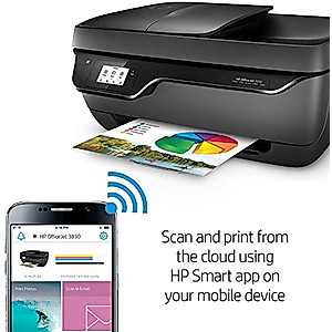 HP OfficeJet 3830 All-in-One Wireless Color Printer, HP Instant Ink, Works with Alexa (K7V40A)