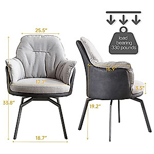 Zerifevni Soft Fabric Desk Chair, Mid-Century Modern Swivel Chairs Upholstered for Home Office