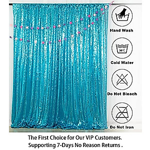 ShinyBeauty Sequin Backdrop-Curtain-5FTx10FT-Turquoise-Sequins Fabric Photo Booth Backgrounds 10FT Glitter Backdrops for Happy Birthday Aqua Blue Photography Backdrop Background