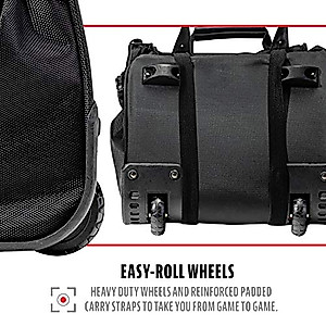 Franklin Sports Traveler Roller - Baseball and Softball - Equipment Bag - Compartment- Black - 1680D Polyester - Water Resistant- Black