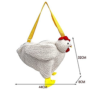 BMTLFG Fluffy Bag, Fluffy Shoulder Bag, Chicken Purse, Plush Crossbody Bags for Women, Animal Shaped Bag, Hen Shape Plush Autumn Winter,White