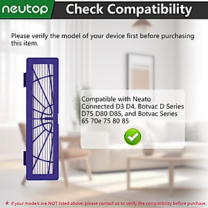 Neutop Replacement Filters Compatible with Neato Connected D3 D4 D Series D75 D80 D85 and Botvac Series 65 70e 75 80 85 Robot Vacuum Parts Accessories High Performance, 7-Pack.