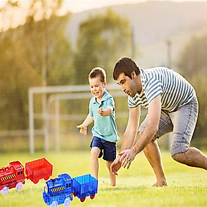 VINSOO Cars (2-Pack) Track Train Replacement Only, Multi-Color Light Up Flashing LED Glow in The Dark Trains Accessories Compatible with Most Tracks