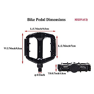 MEGHNA NECO 1/2" Bike Pedals Non-Slip Bicycle Aluminium Alloy Pedals for Kid Bike, Freestyle BMX Bike, Beach Cruiser Bike