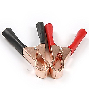 Insulated Alligator Clips Durable Heavy Duty Black & Red Boot Metal Spring Loaded Truck Car Battery Electric Test Clips Lead Probe Alligator Clamps (50A 10-PACK)