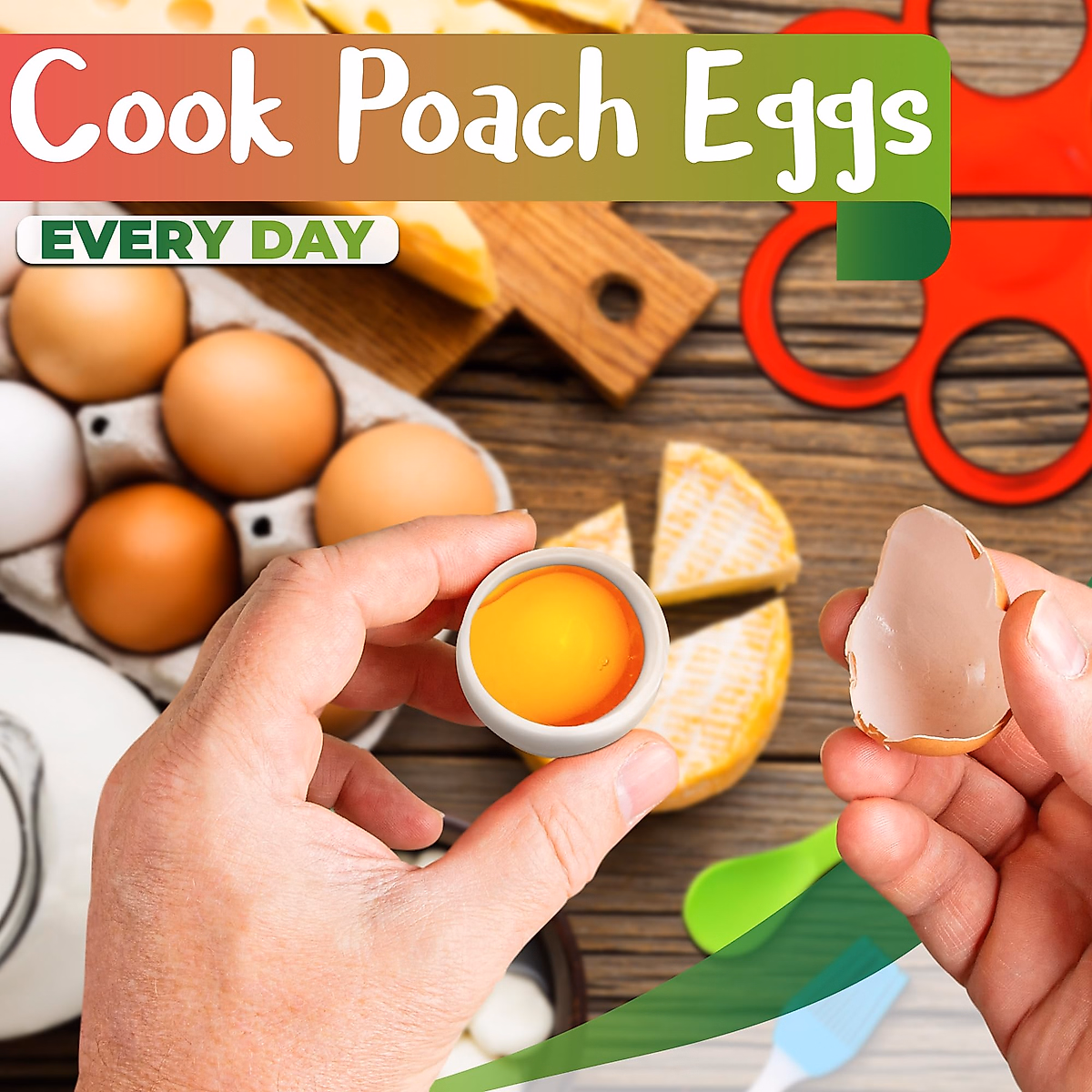 Indvidual Egg Boiler for Hard Boiled Eggs - 6Pcs Silicone Poached Egg Cups for Boiling Eggs Hard Boiled Egg Maker Silicone Egg Mold - Poached Egg Cooker Hardboiled Egg Making Poached Egg Holder Mold