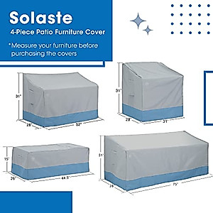 Solaste Patio Furniture Covers, 5-Piece Waterproof Outdoor Furniture Covers Set, Heavy Duty Tear-Resistant 600D Oxford Fabric Patio Sofa Covers