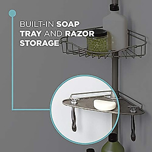 Zenna Home, Satin Nickel Tension Corner Pole Caddy