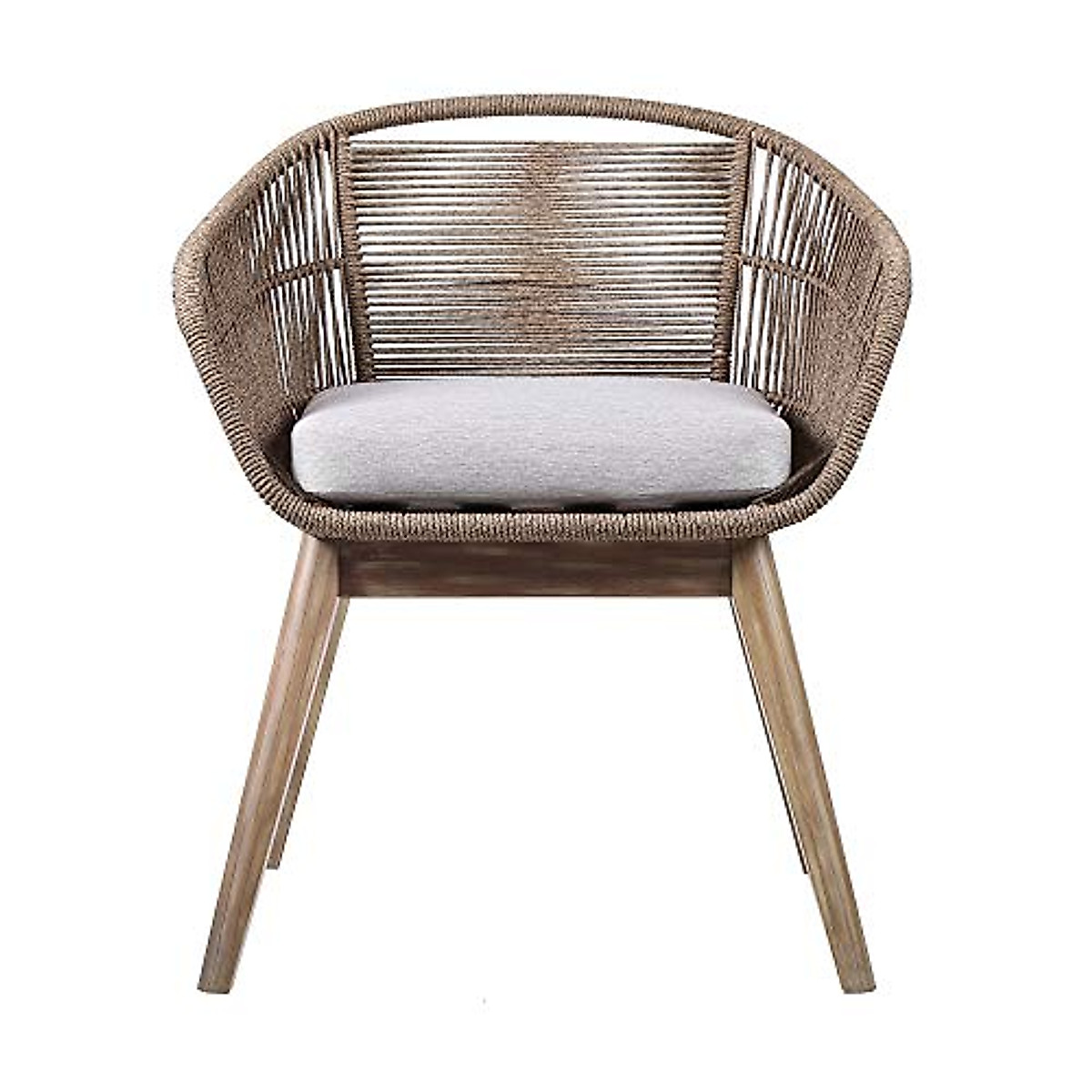 ARMEN LIVING LCTFSITRU Fruitti Tutti Frutti Indoor Outdoor Dining Chair in Light Eucalyptus Wood with Latte Rope and Grey Cushion, Truffle